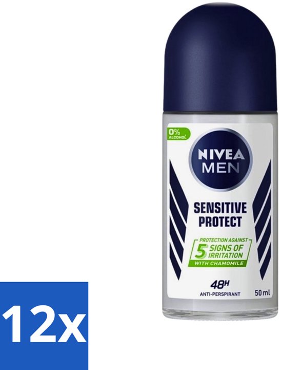 Nivea - Men - Deodorant - Roller - Sensitive Protect - 50 ml - Voordeelverpakking - 12... | bol