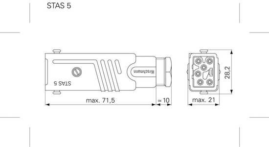 Hirschmann 932 143-106-1 Netstekker STAS Stekker, recht Totaal aantal ...