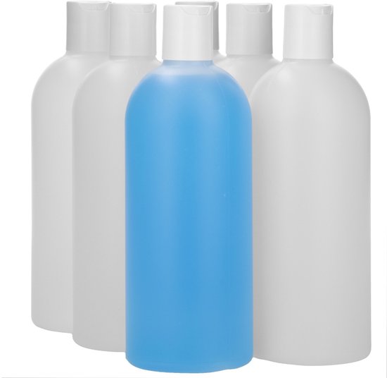 6 x 500 ml Basic Round HDPE naturel + Disc-Top wit - BPA Vrij - Niet ...
