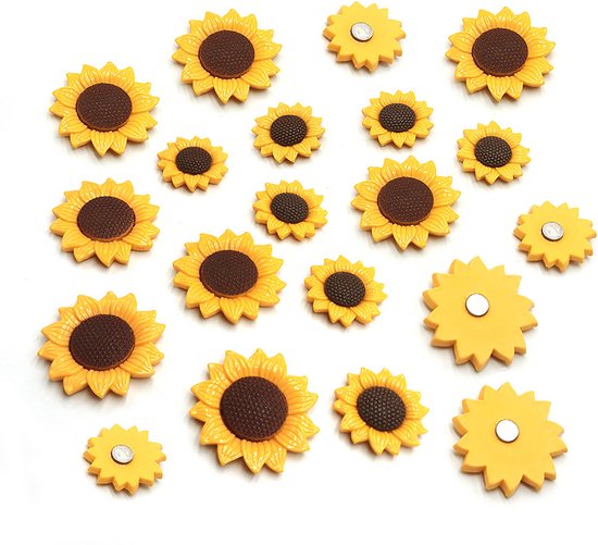 TLVX 20 stuks Vrolijke Zonnebloem Magneten 3D / Leuke Koelkast Magneten ...