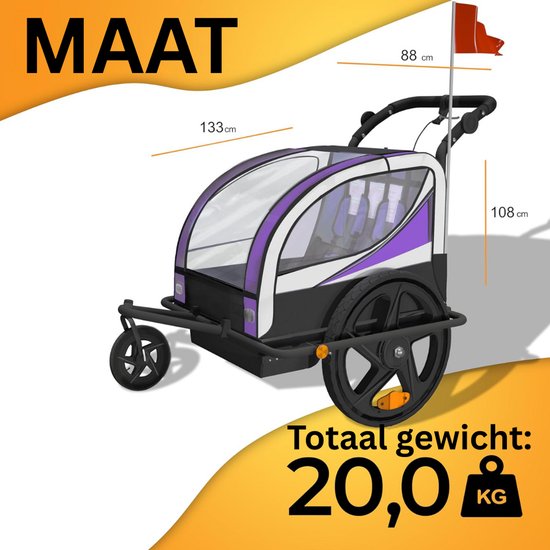 CRLYN® Fietskar Voor Kinderen - Kinderfietskar - Kinderbuggy | bol