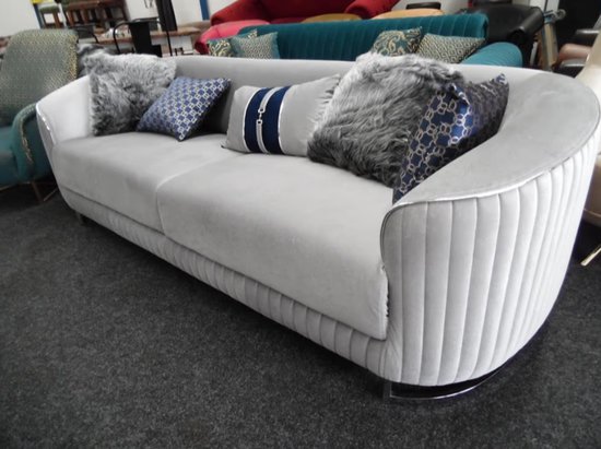 Chesterfield 3+2 Zits Grijs Velvet Stof Lounge Bankstel | bol