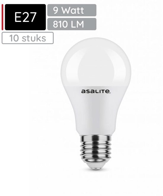 Asalite LED Lamp A60 E27 Fitting - 9W = 60W - 810 Lumen - 3000K Warm ...