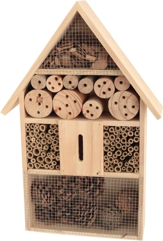 Wooden 50cm Natural/Nest Box Insect Hotel for Bees Butterflies Beetles ...