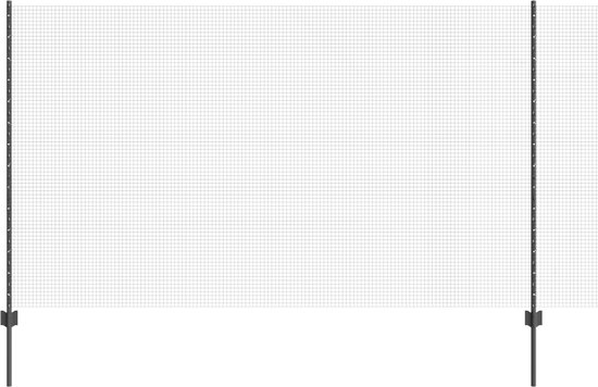 vidaXL - Gelaste - Draad - Omheining - met - 10 - U-Palen - Grijs - 1 ...