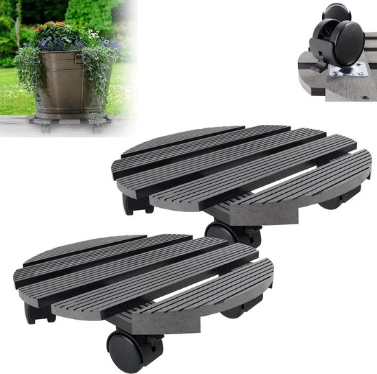 WPC-plantenroller weerbestendig 100 kg draagkracht - Set van 2 | bol