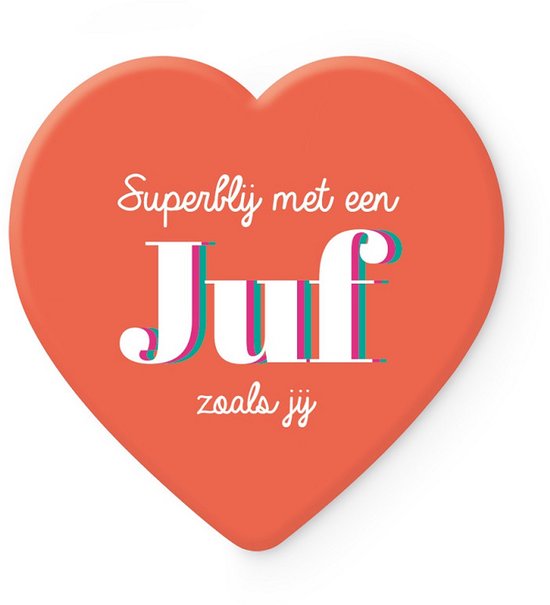 MIKO - Keramieken onderzetter - SUPERBLIJ MET EEN JUF ZOALS JIJ - Einde schooljaar - rood | bol