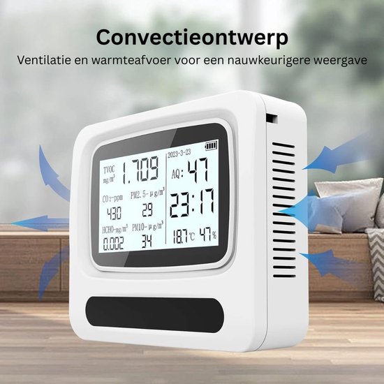 CRLYN® Fijnstofmeter - Luchtkwaliteitsmeter voor Binnen - Co2 Meter ...