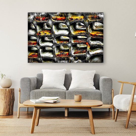 Industriële abstractie met kleuraccenten - Structuur posters - Posters ...