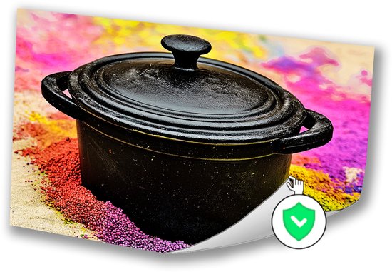 Zwarte pot en kleurenexplosie - Pot muurdecoratie - Posters object ...