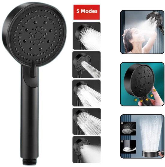 5-standen Verstelbare Douchekop - Hoge Druk Waterbesparend - Massagefunctie - Grote... | bol