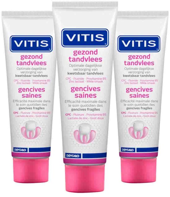 Vitis Tandpasta Gezond Tandvlees - 3 x 75 ml - Voordeelverpakking | bol