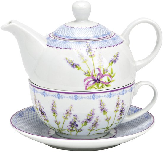 SVJ Servies Theepotset met lavendeldecoratie - 0x0x0 cm - Porselein ...