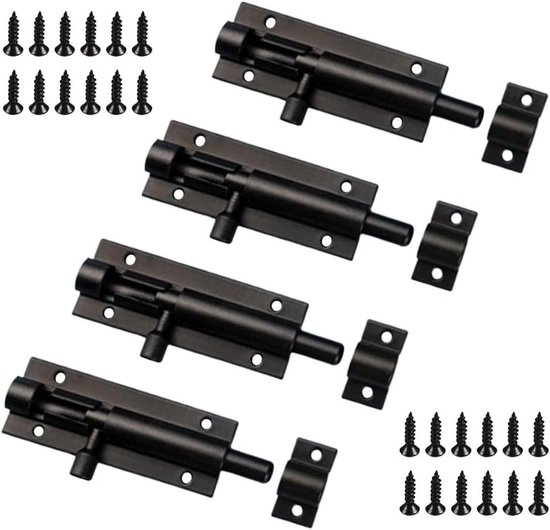 Deurgrendel zwart 4 stuks - schuifvergrendeling veiligheidsdeurgrendel ...