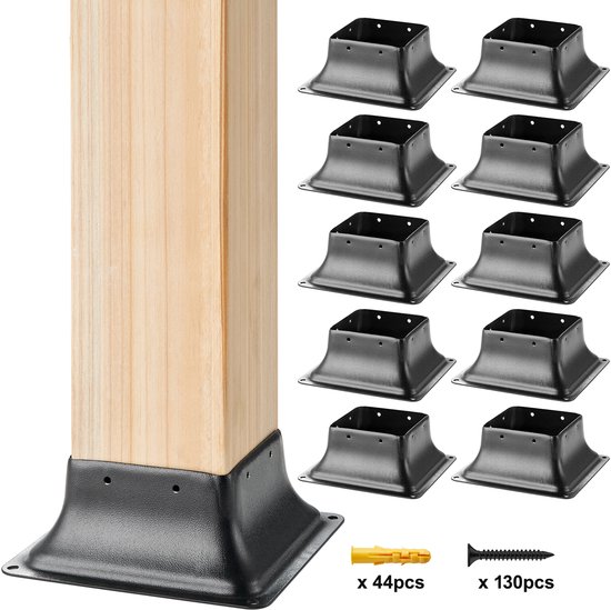 Paalvoet 101,6 X 101,6 Mm, 10 Robuuste Stalen Beugels met Poedercoating ...