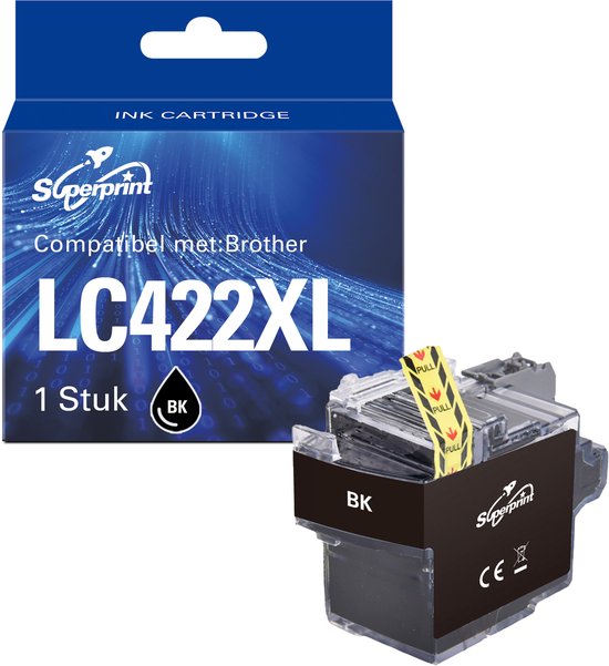 Superprint LC422 XL Inktcartridge Geschikt voor Brother LC422BK LC422XLBK -Zwart -... | bol