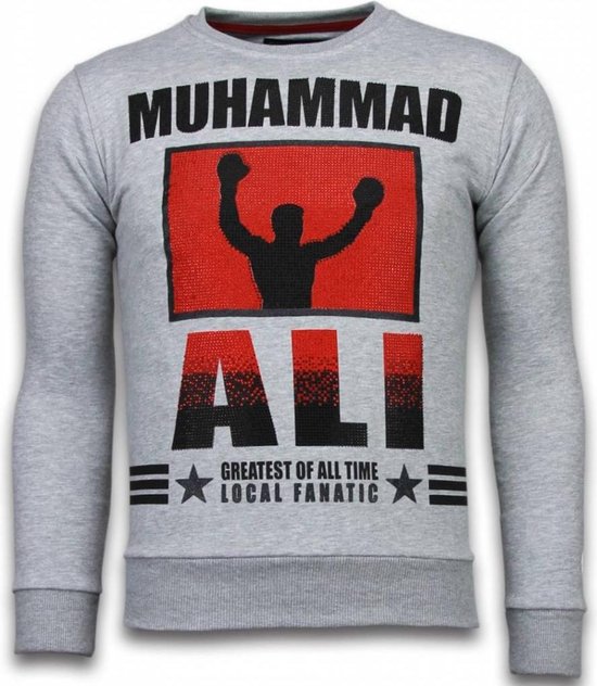 Muhammad Ali - Rhinestone Sweater - Grijs | bol