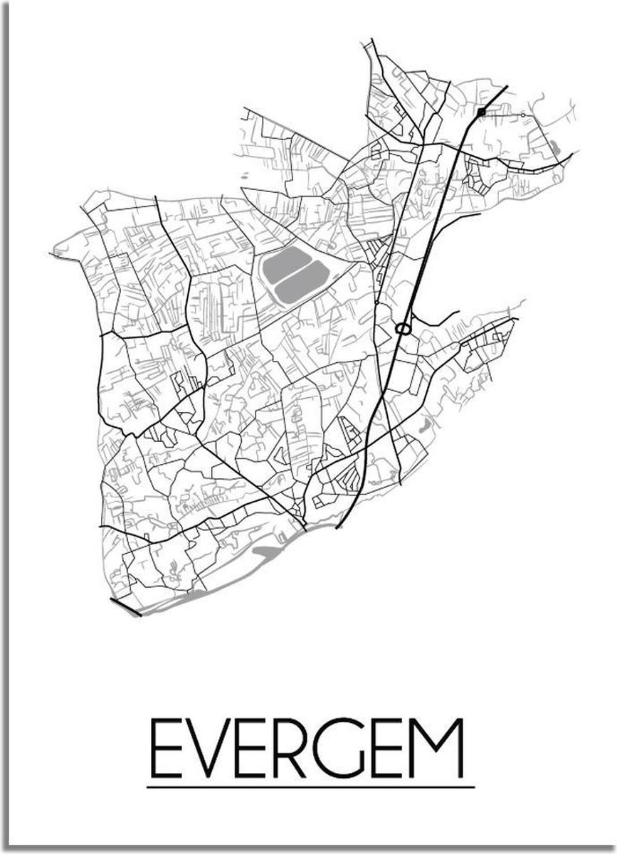 DesignClaud Evergem Map Poster A3 poster (29,7x42 cm) | bol.com