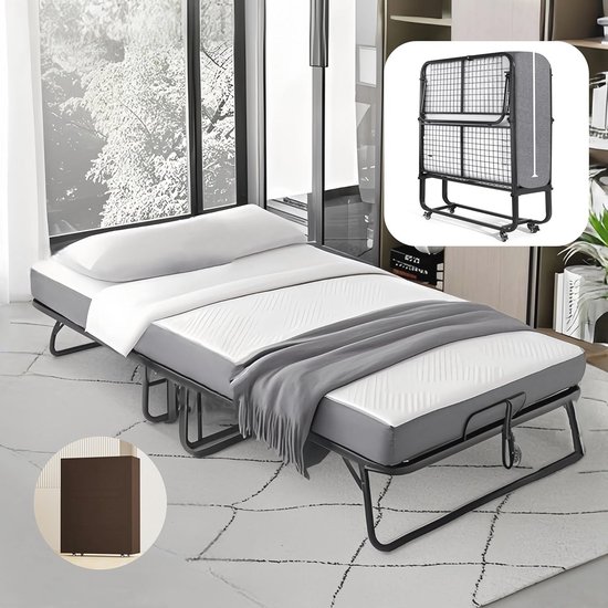 Opklapbed 200x90 cm met 13 cm Matras - Draagbaar en Stabiel Logeerbed ...