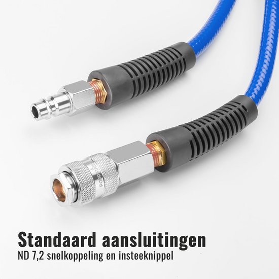 PVC Persluchtslang 6/12mm - 20m met Snelkoppeling en Koppelstuk - 20 ...
