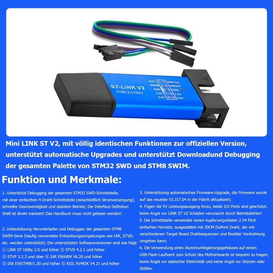 3 stuks ST-Link V2 programmeerapparaat emulator-downloader met draden ...
