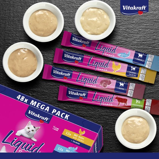 Vitakraft Liquid Snack Mega Pack - Met kip, zalm, leverworst & rund ...