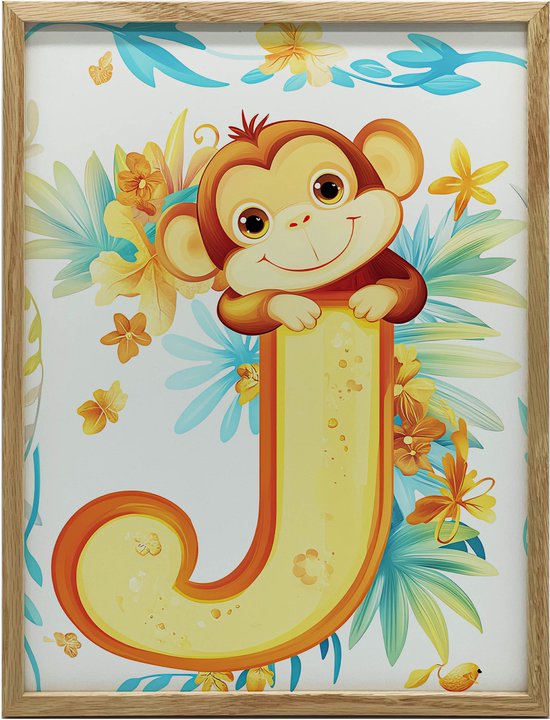 Lijst Muurposter Aap Letter J Fun 30X40 Cm | bol