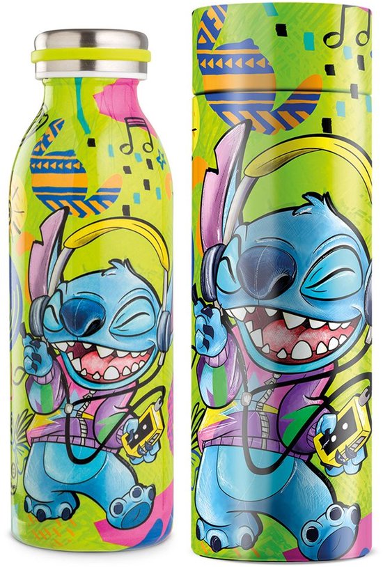 disney stitch waterfles/thermofles - 21 cm hoog - groen - rvs - in ...