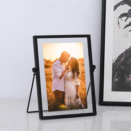Double-Sided Glass Photo Frame for Pressed Flowers - Black Metal ...