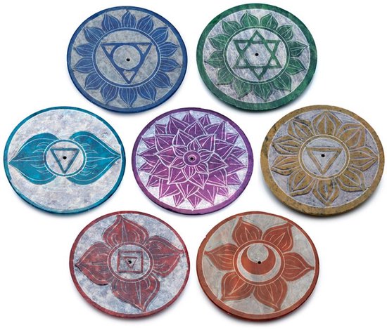 7 chakra - wierookbrander - zeepsteen - set van 7 | bol