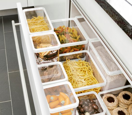 Set van 4 bewaardozen voor droge voedingsmiddelen zoals pasta, rijst en ...