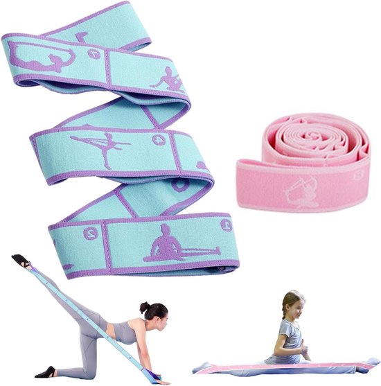Yoga Stretch Bands with 8 Loops - Pack of 2, Flexible and Highly ...