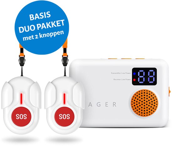 Alarmknop Basis Duo Pakket met numeriek display - Koppel tot 20 zenders ...
