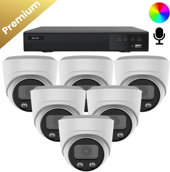 6x Beveiligingscamera set – Bedraad – Sony Dome Premium Full Color 4K ...