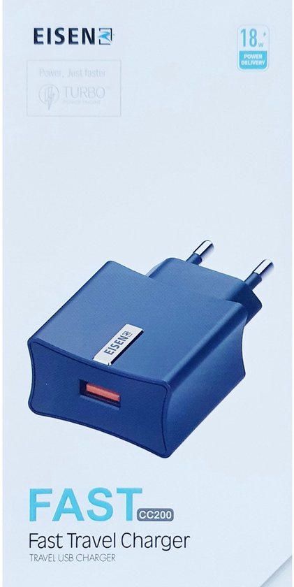 USB Adapter 18W met Lightning Kabel – Eisenz 18W Fast Charger USB ...