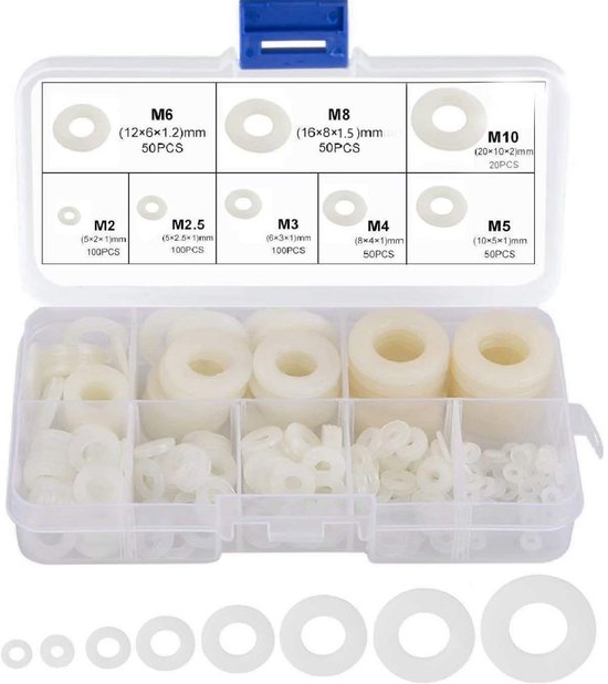 Nylon sluitring - Kunststof sluitring - Modellen: M2 M2.5 M3 M4 M5 M6 ...