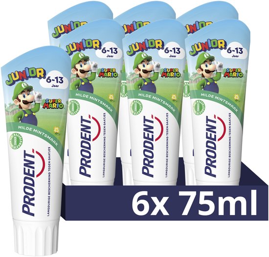 Prodent Junior 6-13 jaar Tandpasta - Super Mario - 12 x 75 ml - Voordeelverpakking | bol