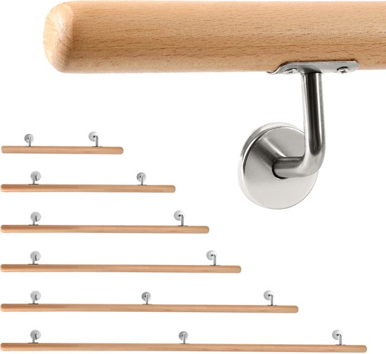 Trapleuning - 200 cm Beuken leuning balkon met metalen deuvels kelder ...