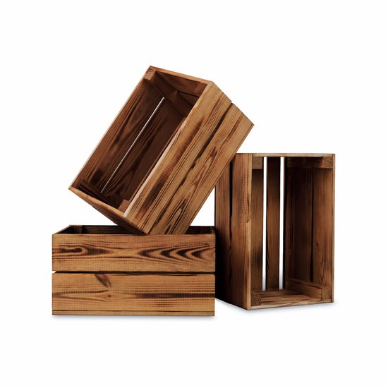 PINEEA vintage gevlamde houten doos 30x20x15cm - houten doos voor ...