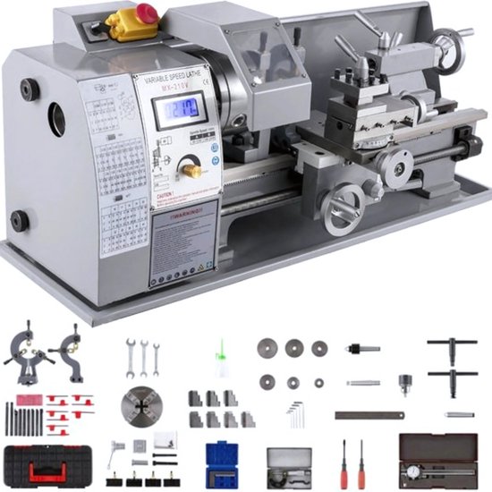 Precisie Metaal Draaibank – Mini Draaibank met 9 Frezen & 2 Klauwplaten ...