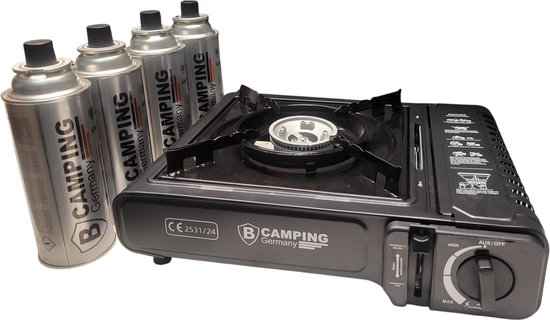 Draagbaar Camping Kooktoestel - gasfornuis - incl. koffer + 4 gasflessen | bol