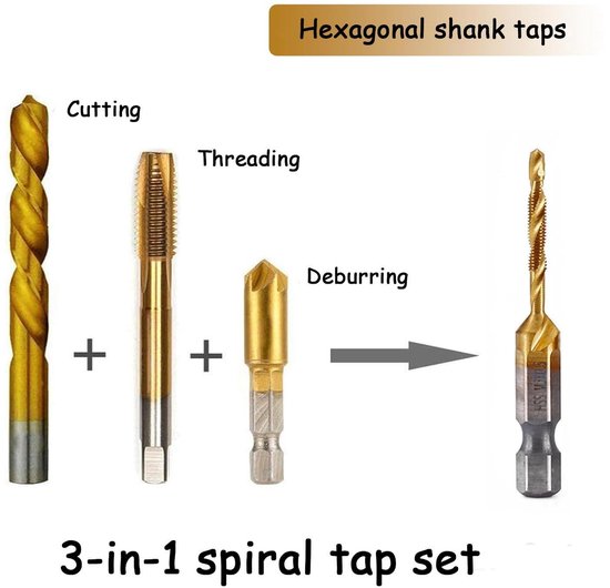 Drill Bit Set - 6-delige HSS Spiral Thread Metric Thread Twist Thread ...