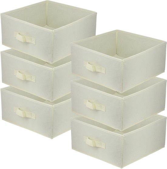 LAVITA® Opbergmand Textiel - 31x31x15 Crème 6 Stuks - Opbergbox Kast ...