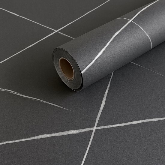 Zelfklevend behang, Zwart/Zilver, 60cmx10m, 6m2, zelfklevend, Vinyl ...