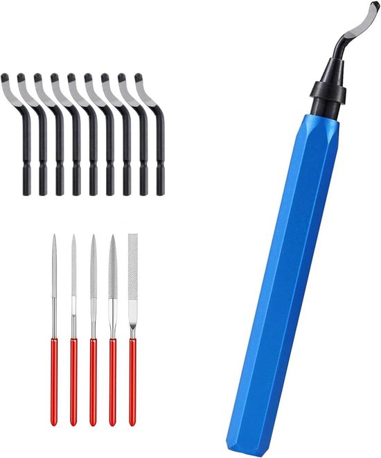 Lichtblauw metalen handontbramer met 10 reservemesjes en 5 ...