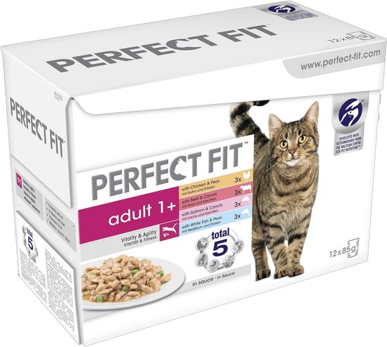 Natte voeding voor volwassen katten 1+, 48 Porties van 85g - Gezond ...
