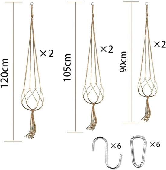 Decoratieve Macramé Plantenhanger voor Binnen en Buiten - Hangmand voor Bloempot | bol