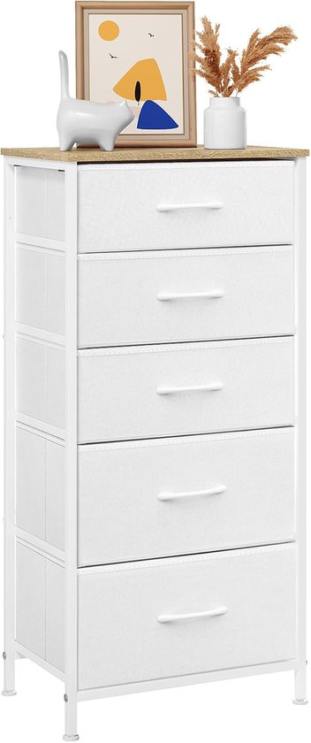 WOLTU Commode, opbergkast, stoffen doek met 5 laden van stof, kast, van ...