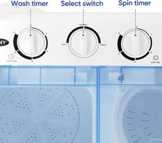 Draagbare mini wasmachine met dubbele bak - Compact en efficiënt voor ...