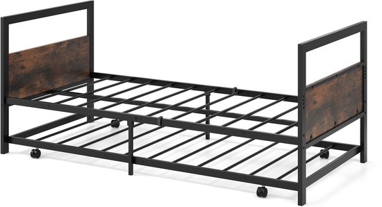 COSTWAY Dagbed uittrekbaar, uittrekbaar bed 90 x 200 cm, logeerbed met ...